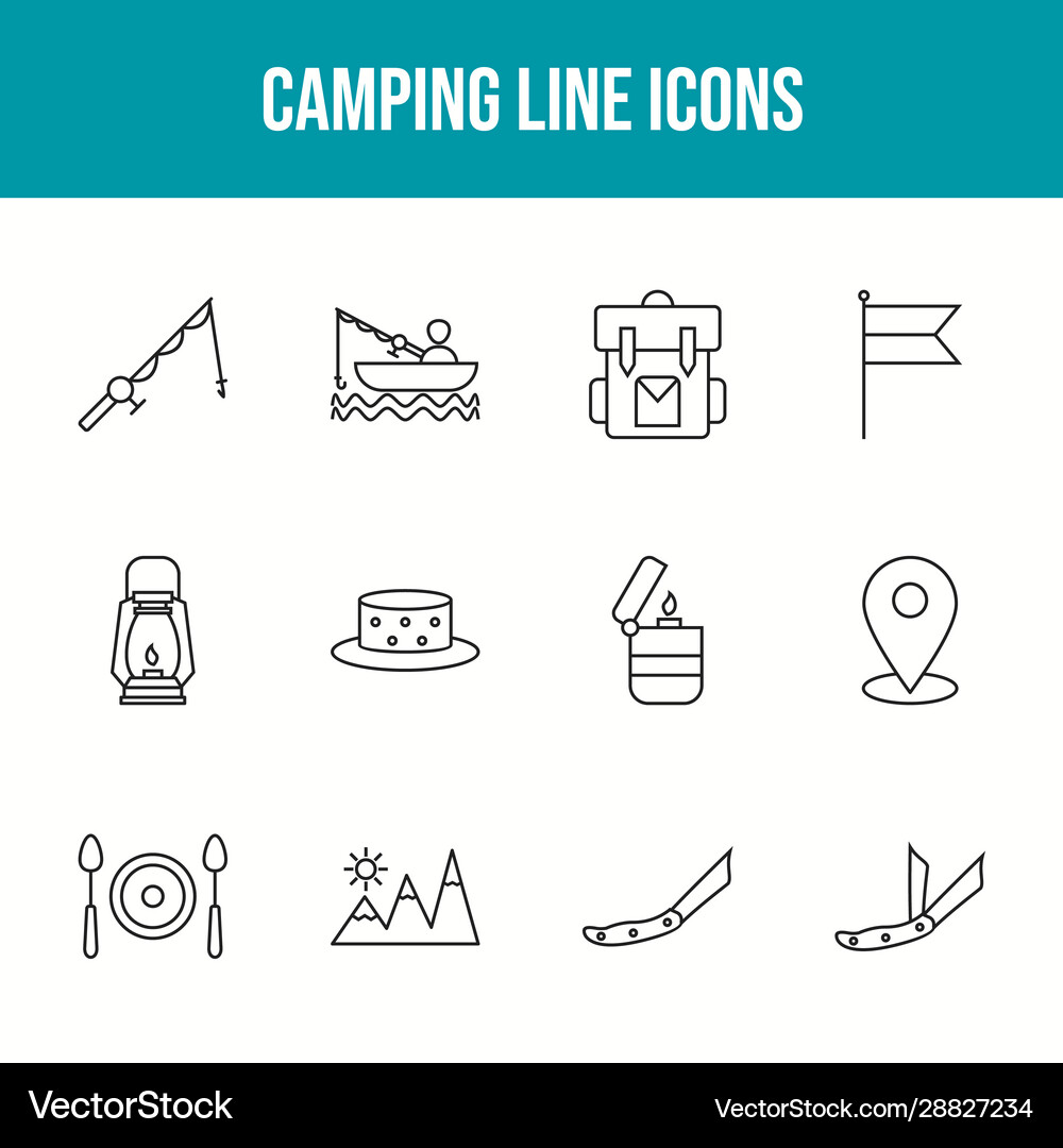 Unique camping line icons set Royalty Free Vector Image