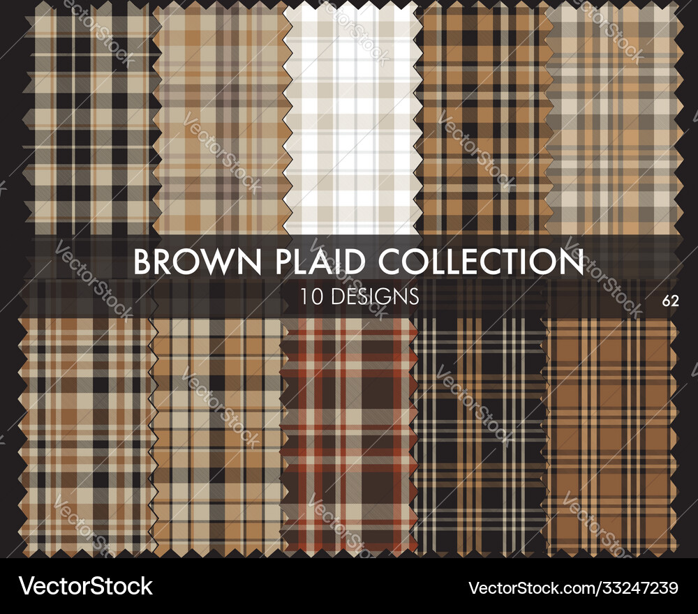 Brown plaid tartan seamless pattern collection Vector Image