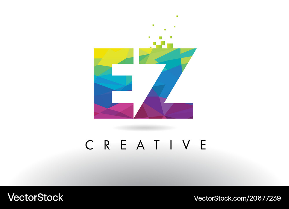 Ez e z colorful letter origami triangles design Vector Image