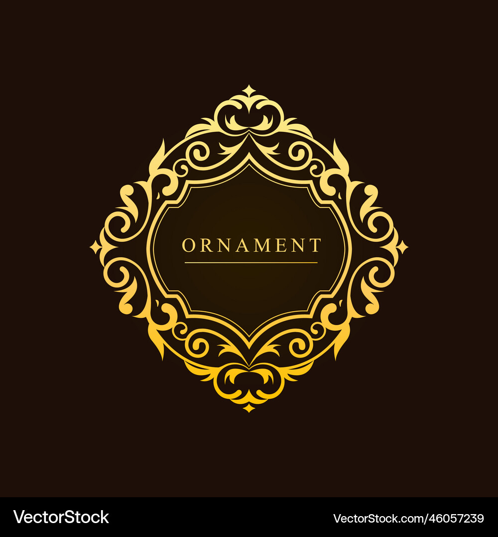 Golden ornament frame carving pattern – Royalty-Free Vector | VectorStock