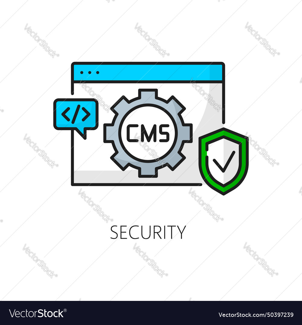 Security Cms Content Management System Line Icon Vector Image