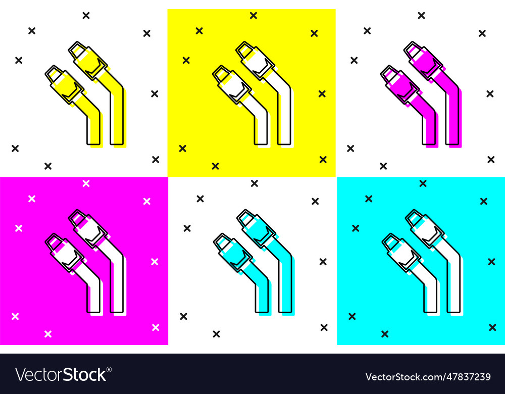 Set Lan Cable Network Internet Icon Isolated Vector Image