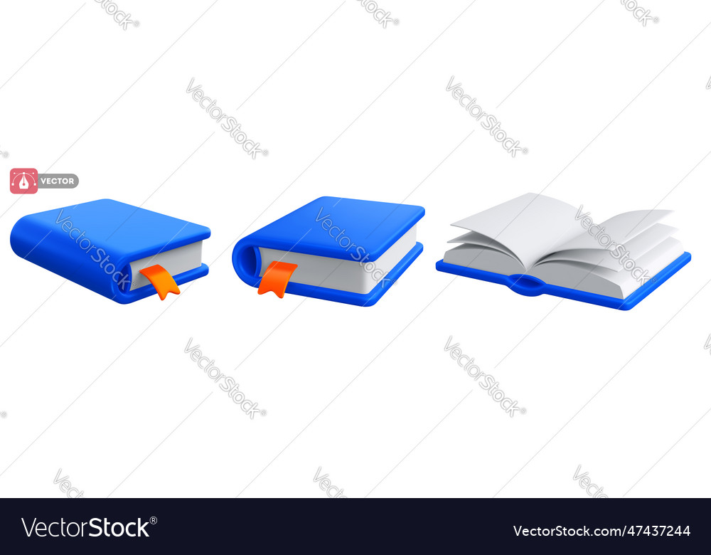 3d realistic book icon set Royalty Free Vector Image