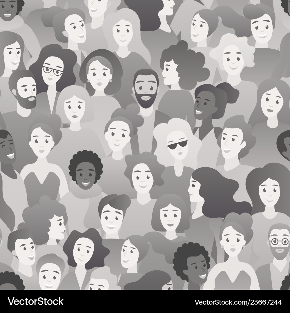 Black and white bw people silhouettes Royalty Free Vector