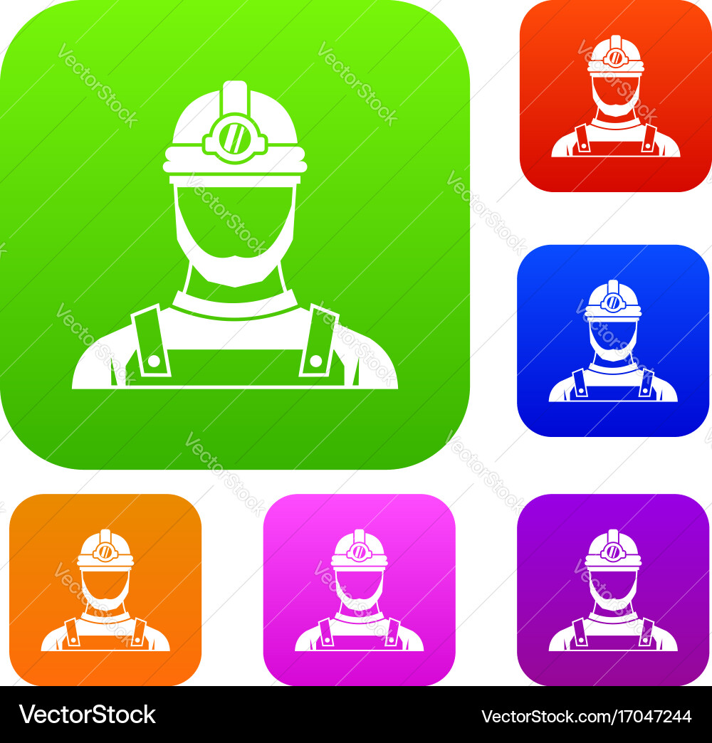 Male miner set collection Royalty Free Vector Image
