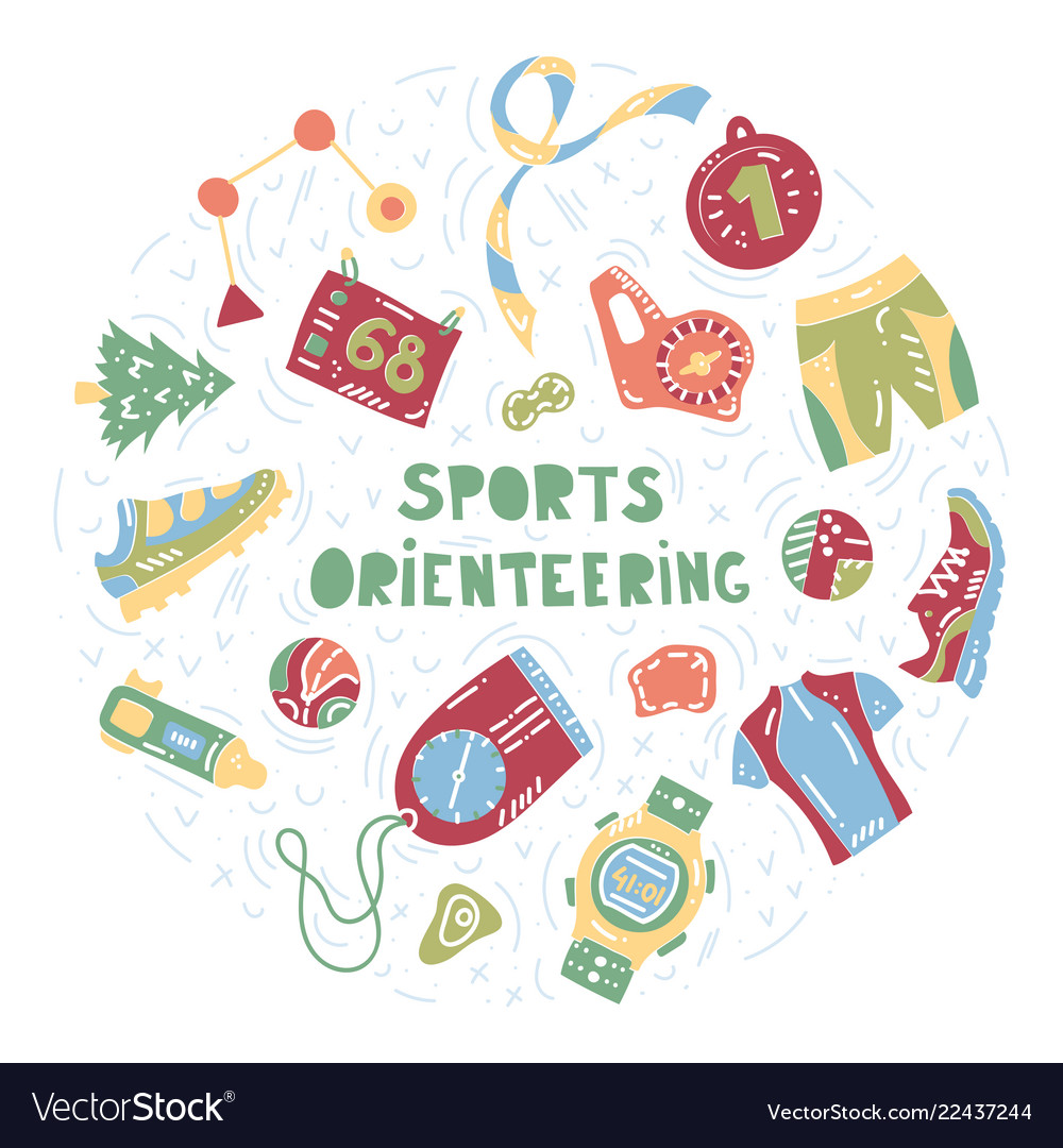 Orienteering sport equipment Royalty Free Vector Image