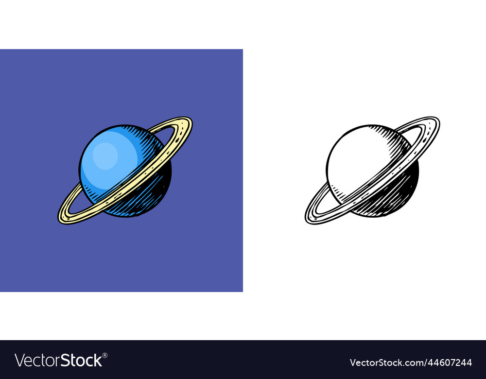 Planet in solar system saturn in vintage style Vector Image