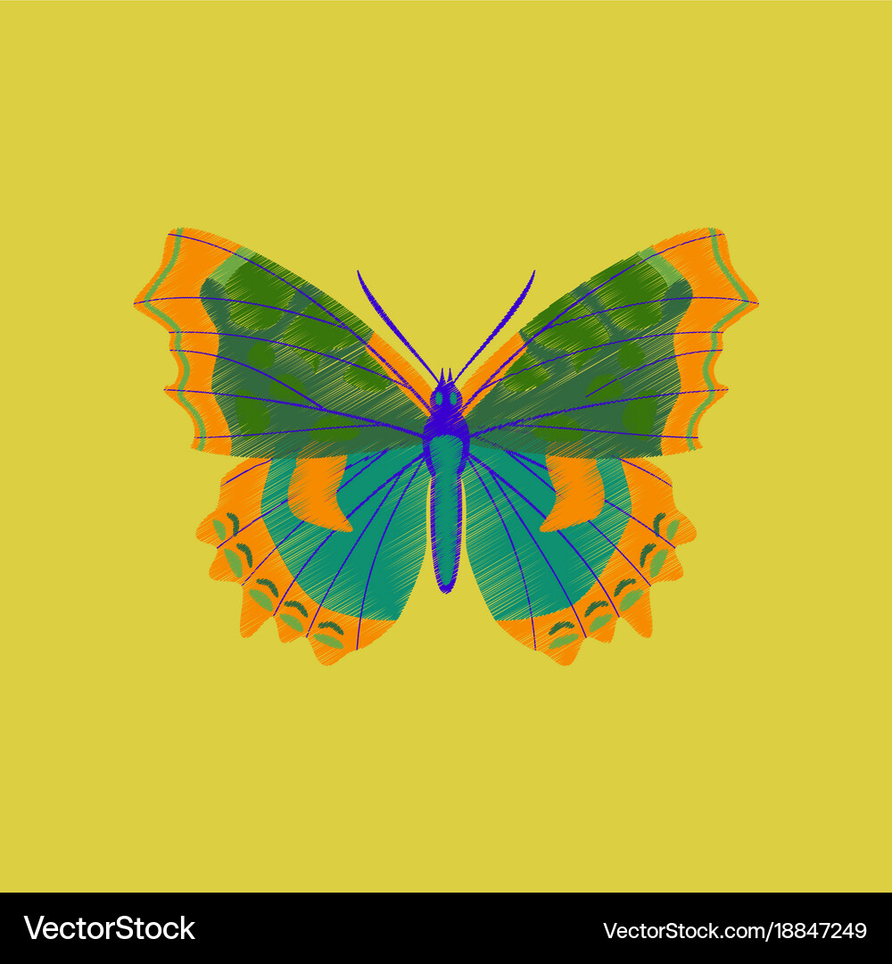Flat shading style icon butterfly Royalty Free Vector Image