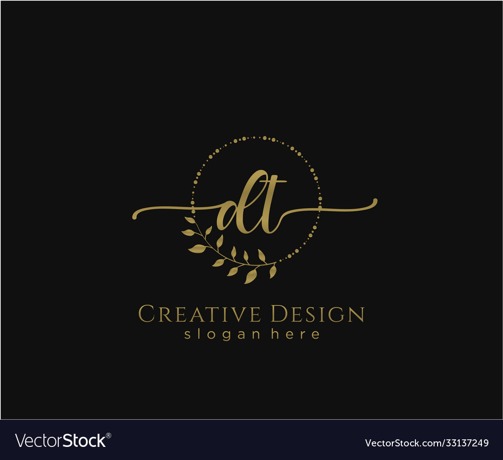 Initial dt beauty monogram and elegant logo design