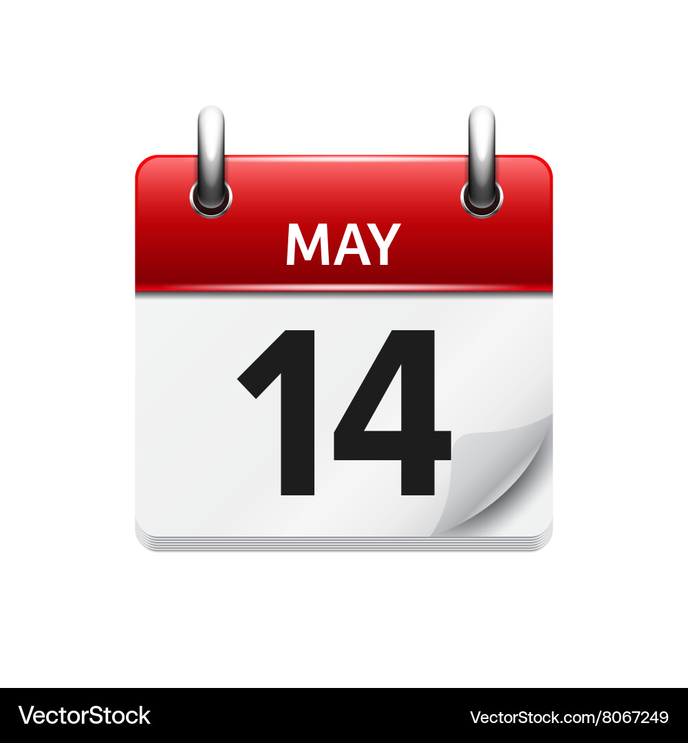May 14 flat daily calendar icon Date and Vector Image