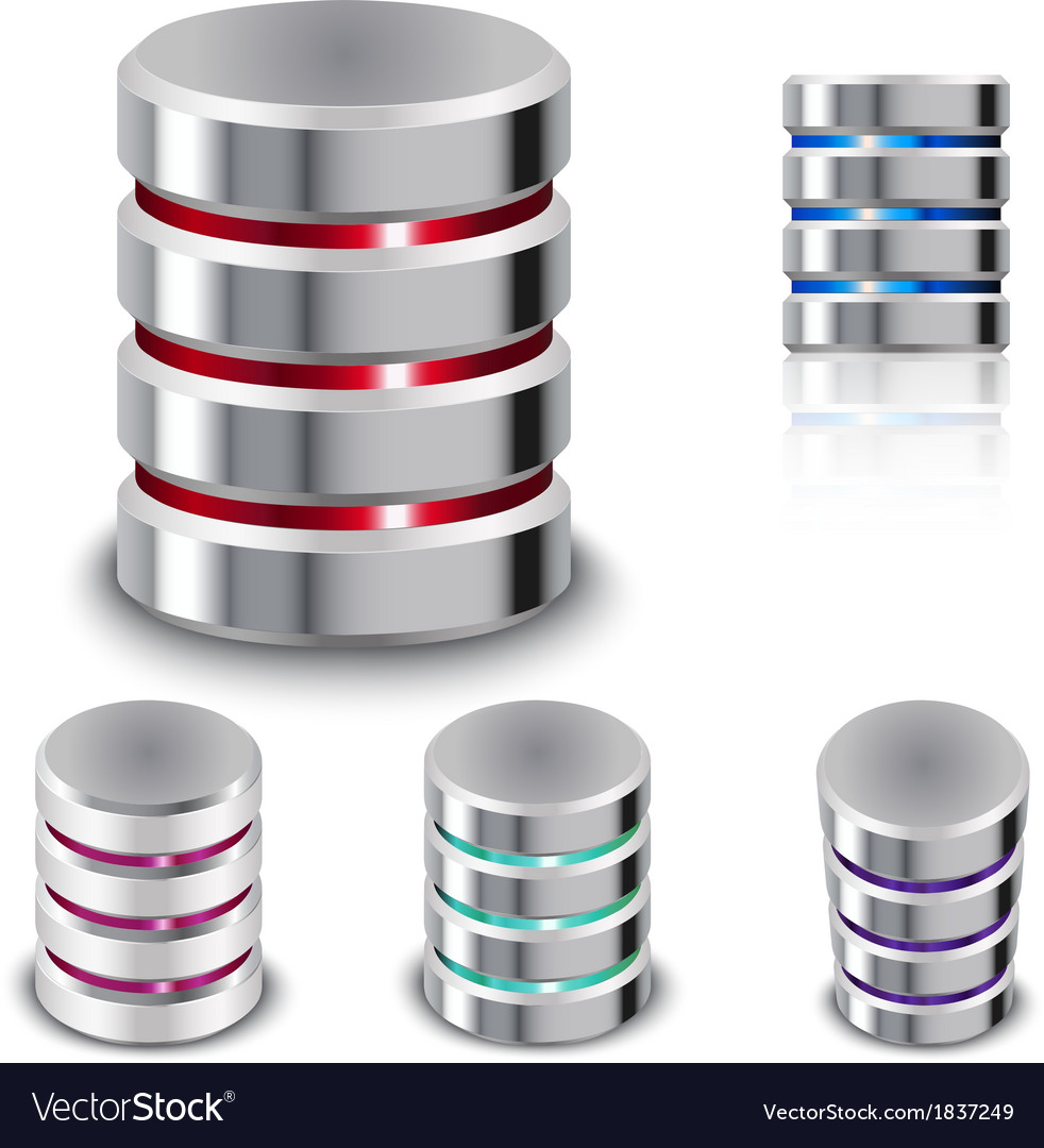 Set Database and Hard Disk Icon Royalty Free Vector Image