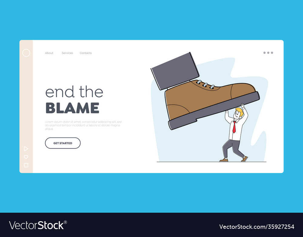 End blame landing page template huge boot Vector Image End blame landing page template huge boot Vector Image