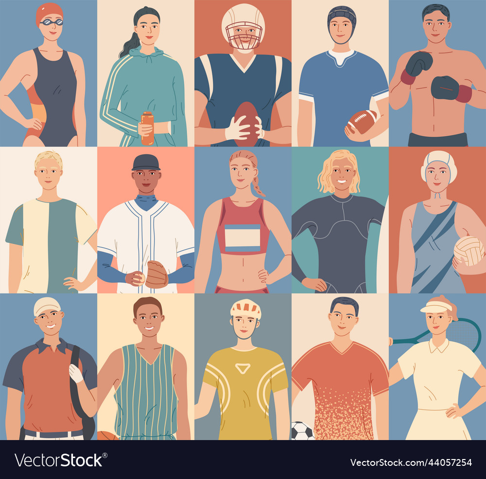 People Sport Diverse Sportsmen And Sportswomen Vector Image
