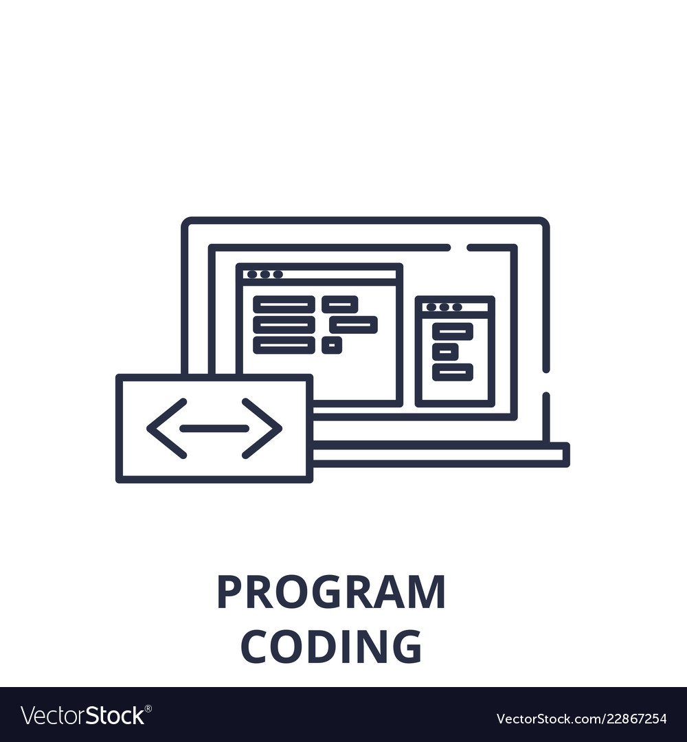 Program coding line icon concept coding Royalty Free Vector Program coding line icon concept coding Royalty Free Vector