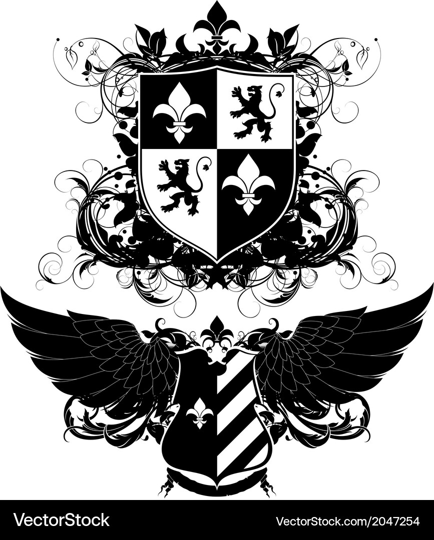Set of ornamental heraldic shields Royalty Free Vector Image