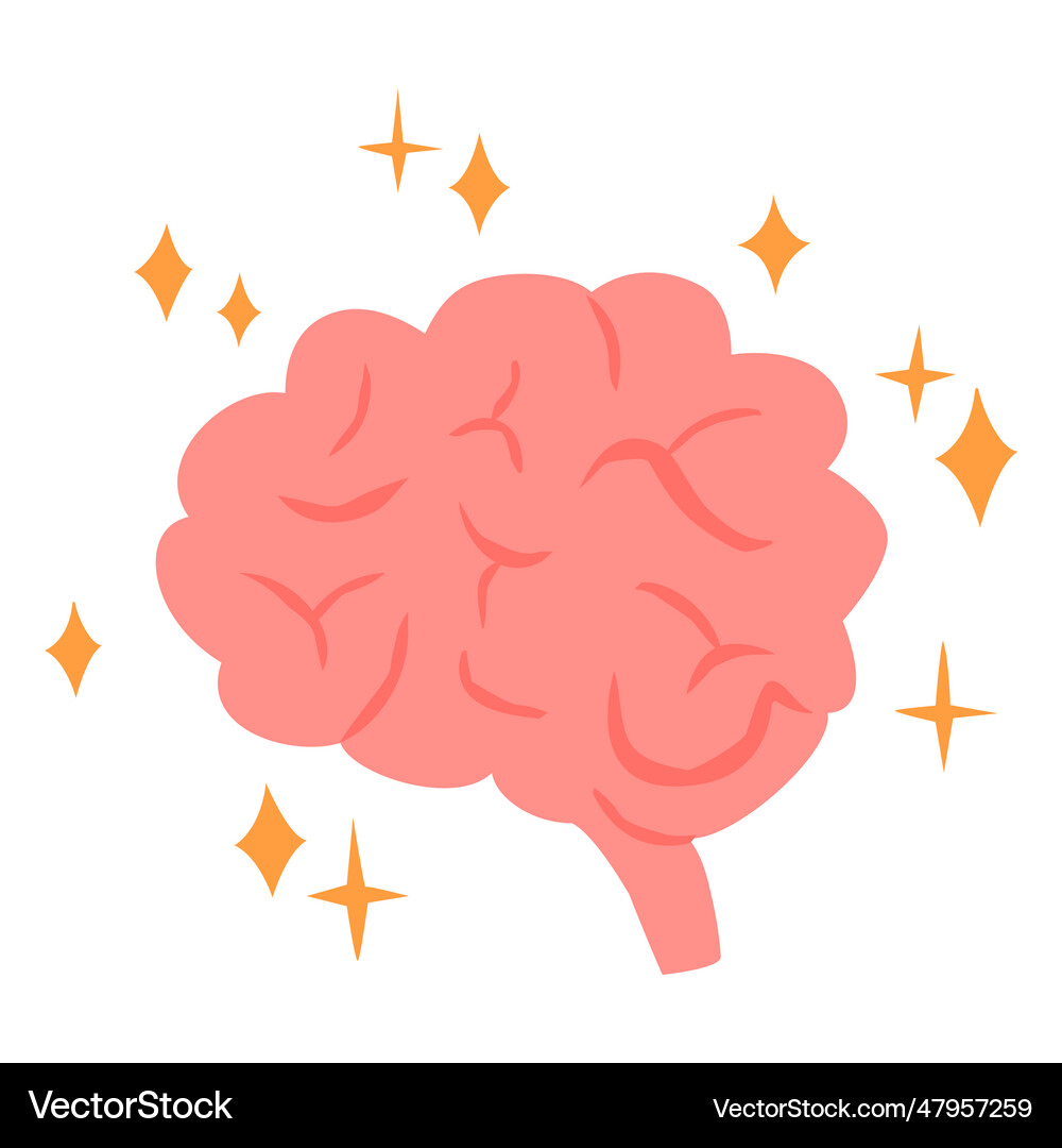 Brain sparkle flat Royalty Free Vector Image - VectorStock