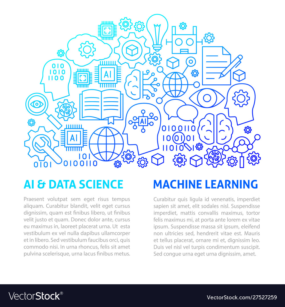 Machine learning line template Royalty Free Vector Image