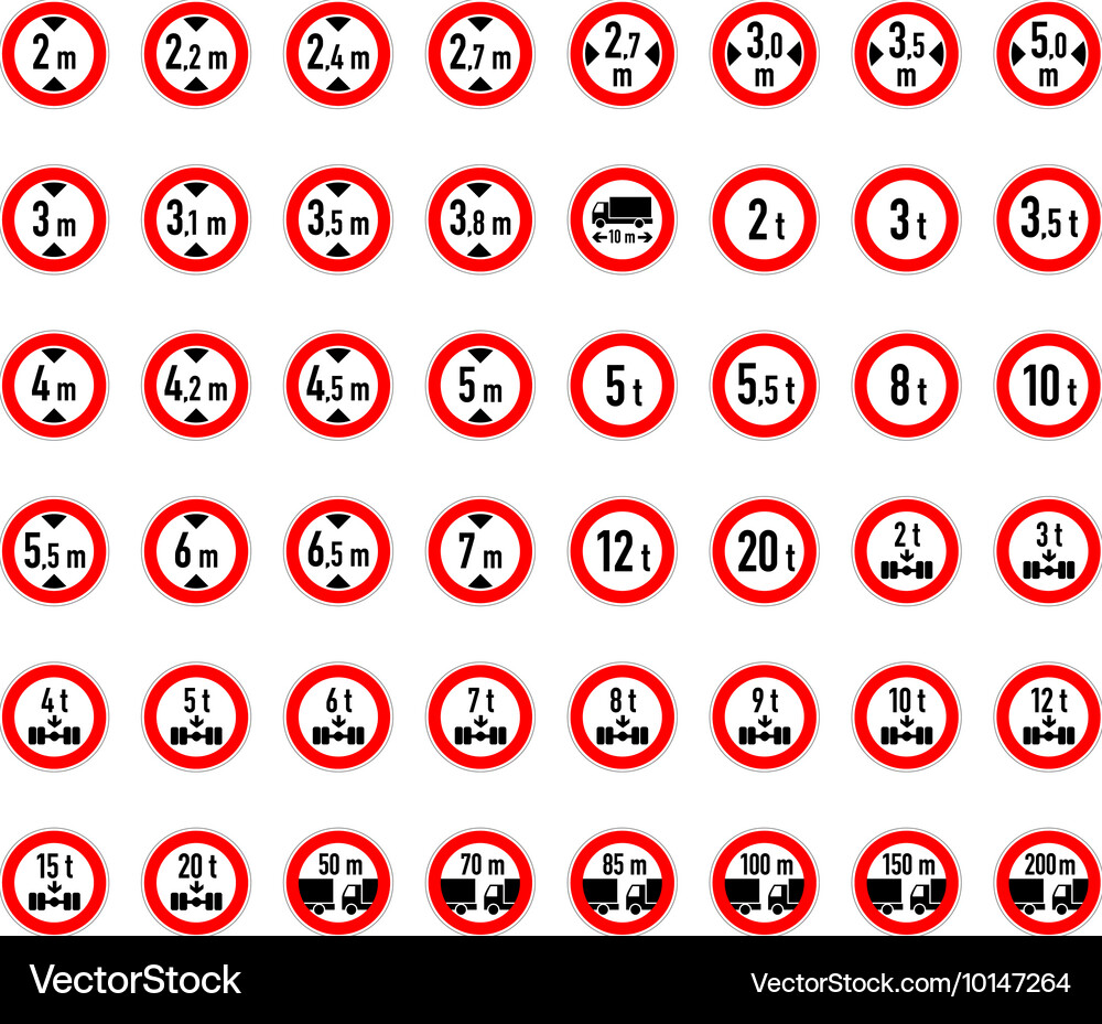 Big set weight wide high and distance limits Vector Image