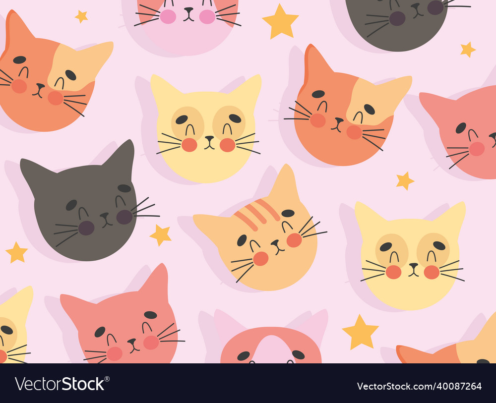Cute cats pattern Royalty Free Vector Image - VectorStock