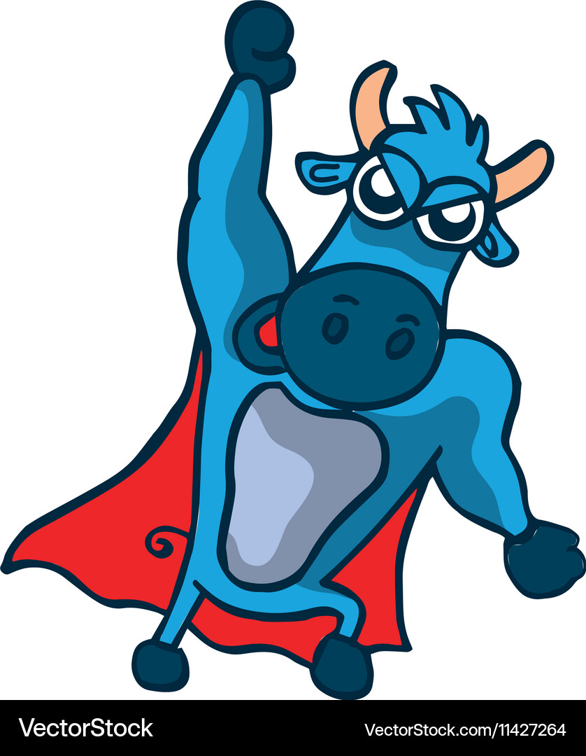 Cute super buffalo cartoon design Royalty Free Vector Image