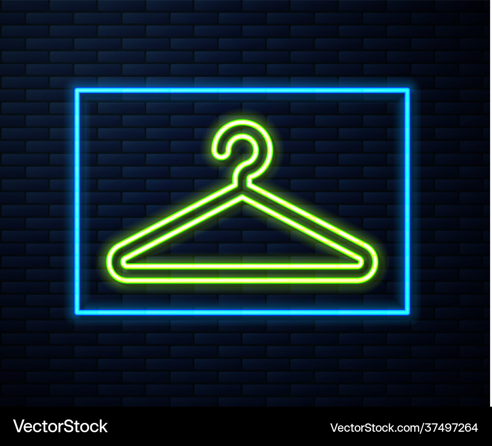 Glowing neon line hanger wardrobe icon isolated Vector Image