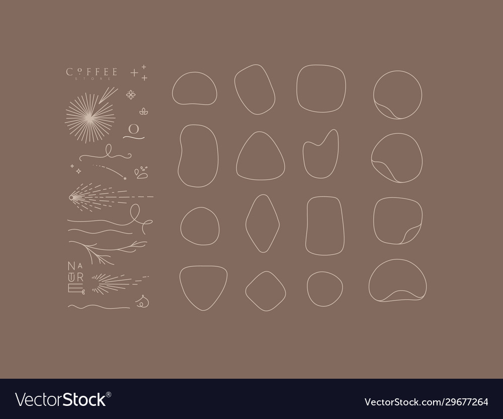 Set decorative elements and frames brown Vector Image