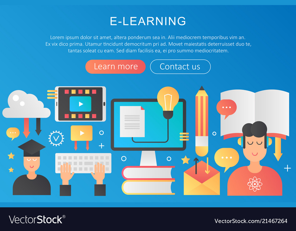 Trendy flat gradient color elearning online Vector Image Trendy flat gradient color elearning online Vector Image