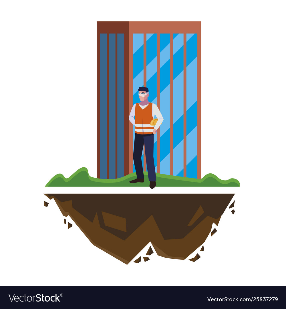Male builder constructor worker with building Vector Image