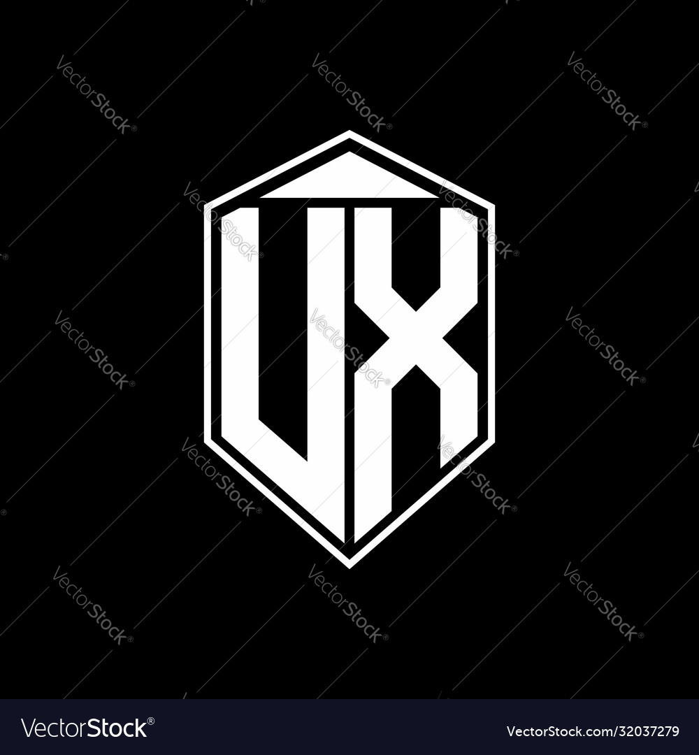 Ux logo monogram with emblem shape combination Vector Image