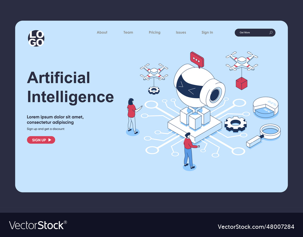 Artificial intelligence concept in 3d isometric Vector Image