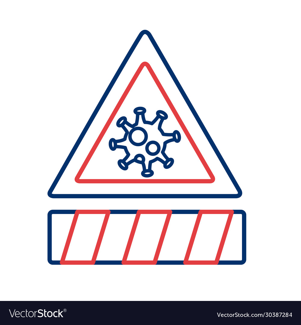 Covid19 19 particle caution signal and bar line Vector Image