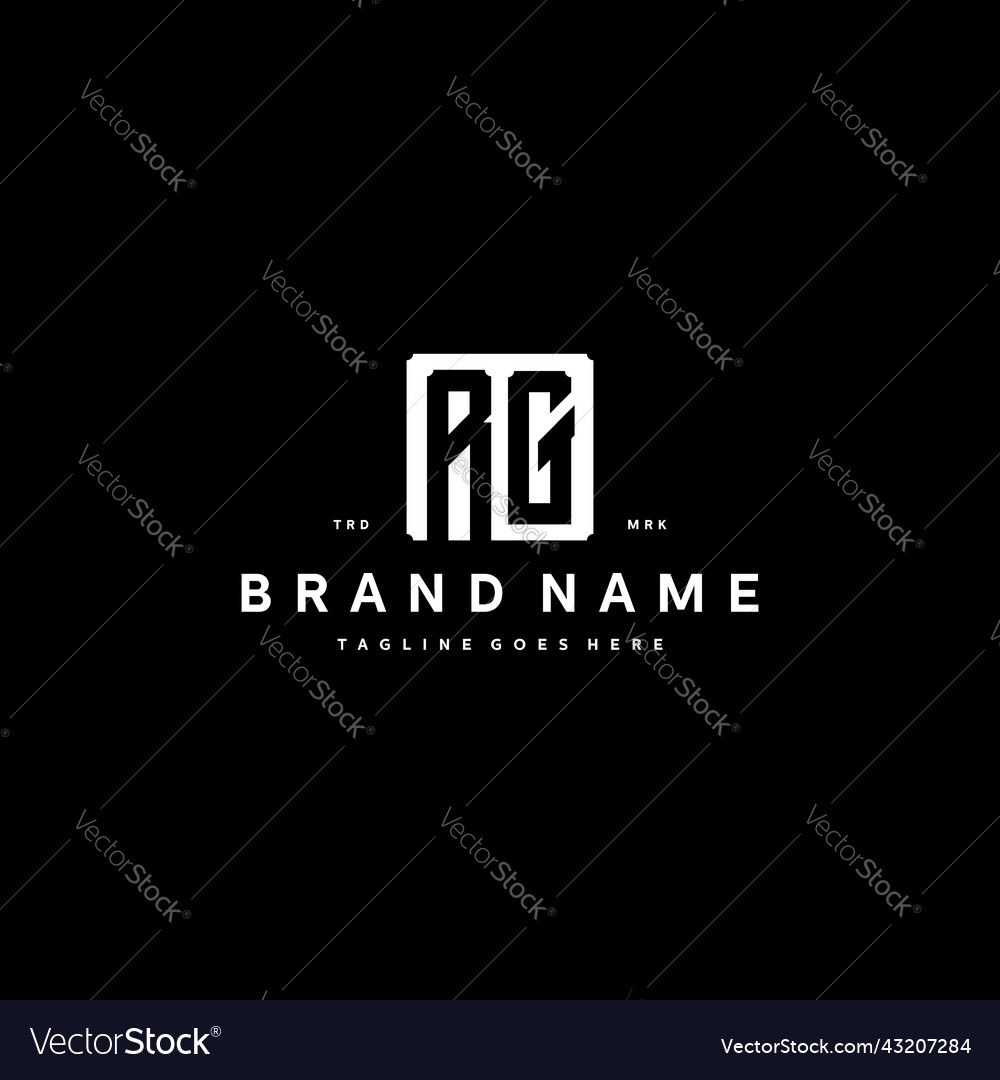 Rg monogram logo design with square rectangular Vector Image