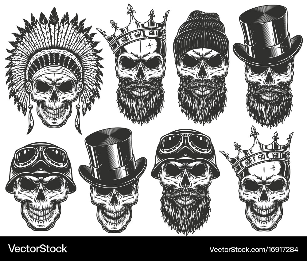Set different skull characters with different Vector Image
