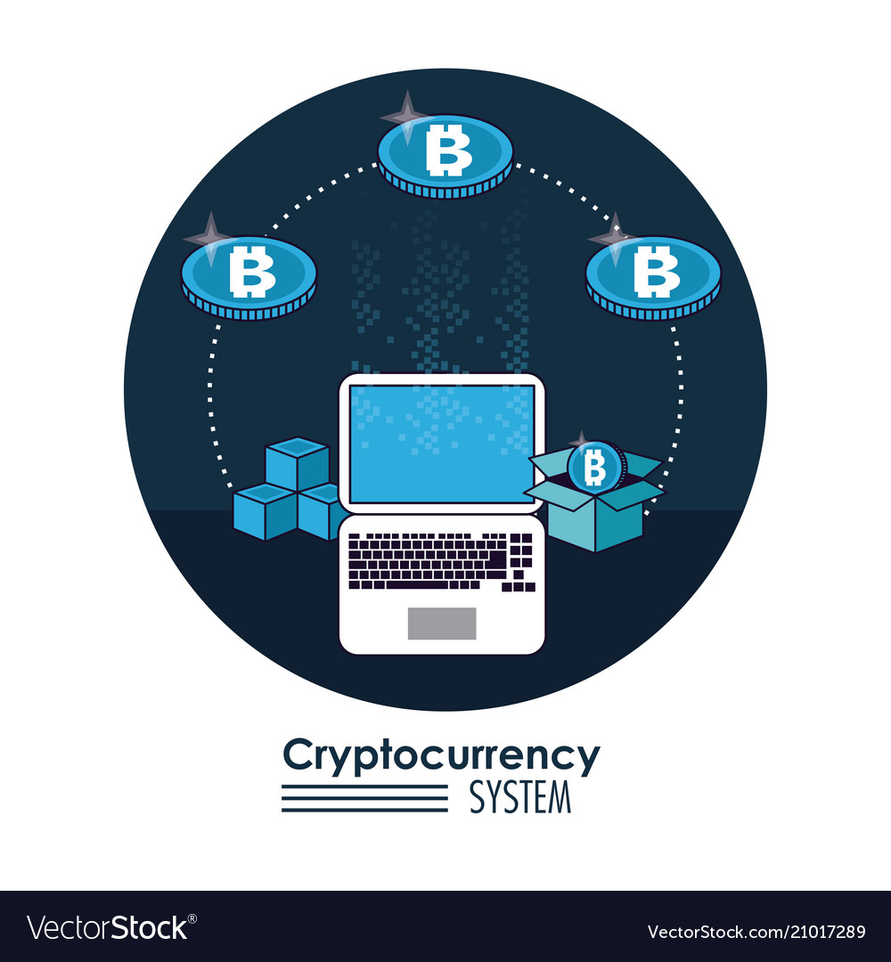 Cryptocurrency system technology Royalty Free Vector Image