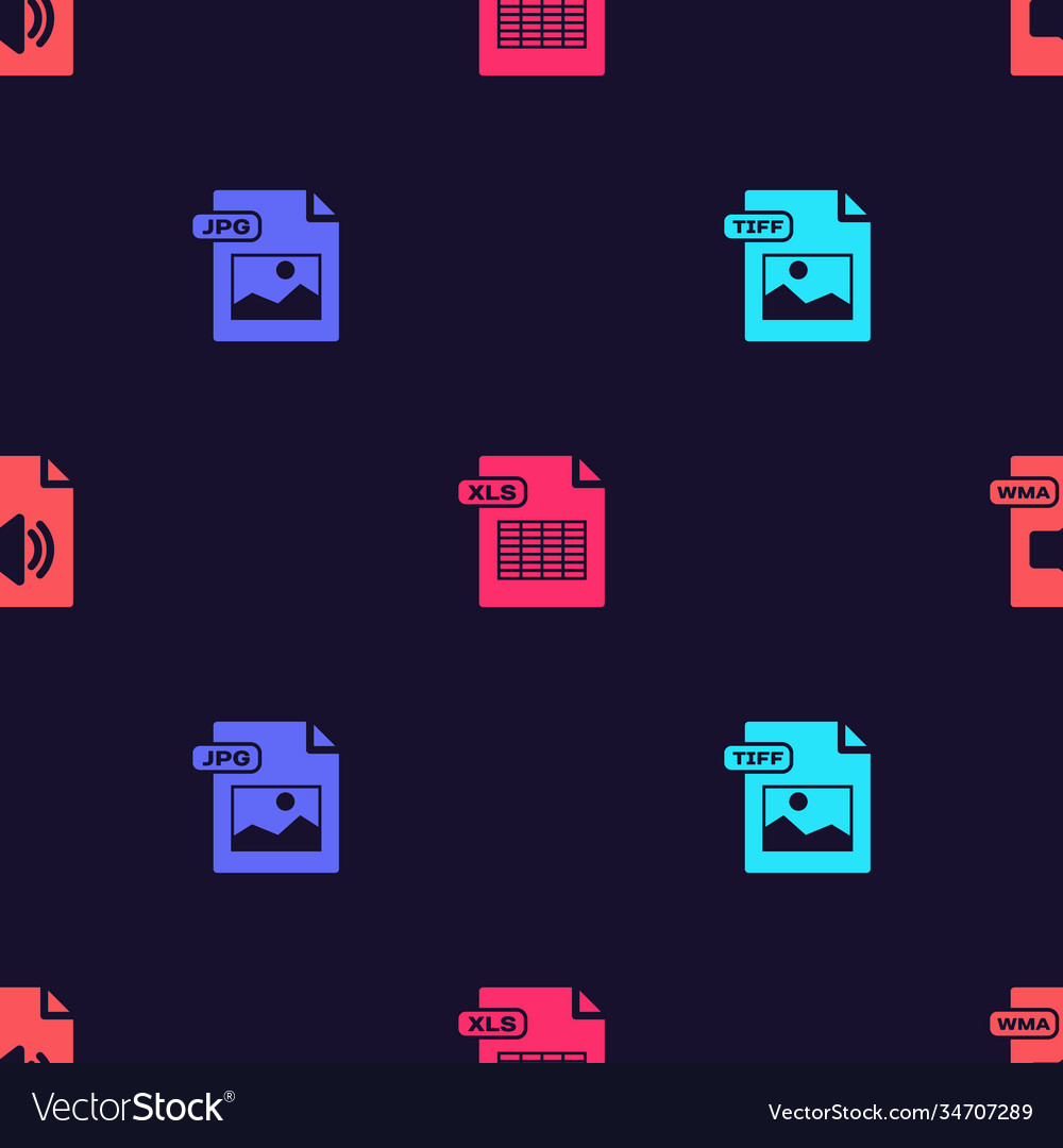 Set tiff file document jpg xls and wma Royalty Free Vector Set tiff file document jpg xls and wma Royalty Free Vector