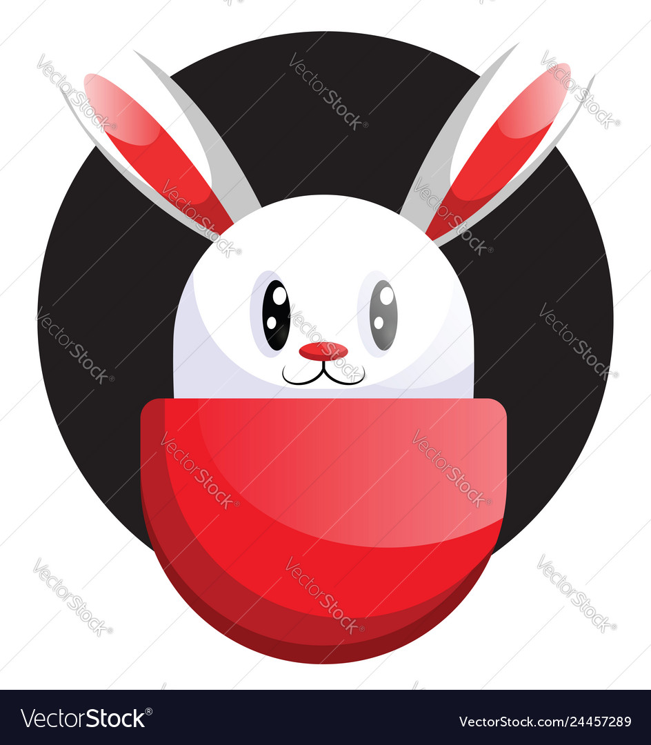 White easter rabbit face in front black circle Vector Image