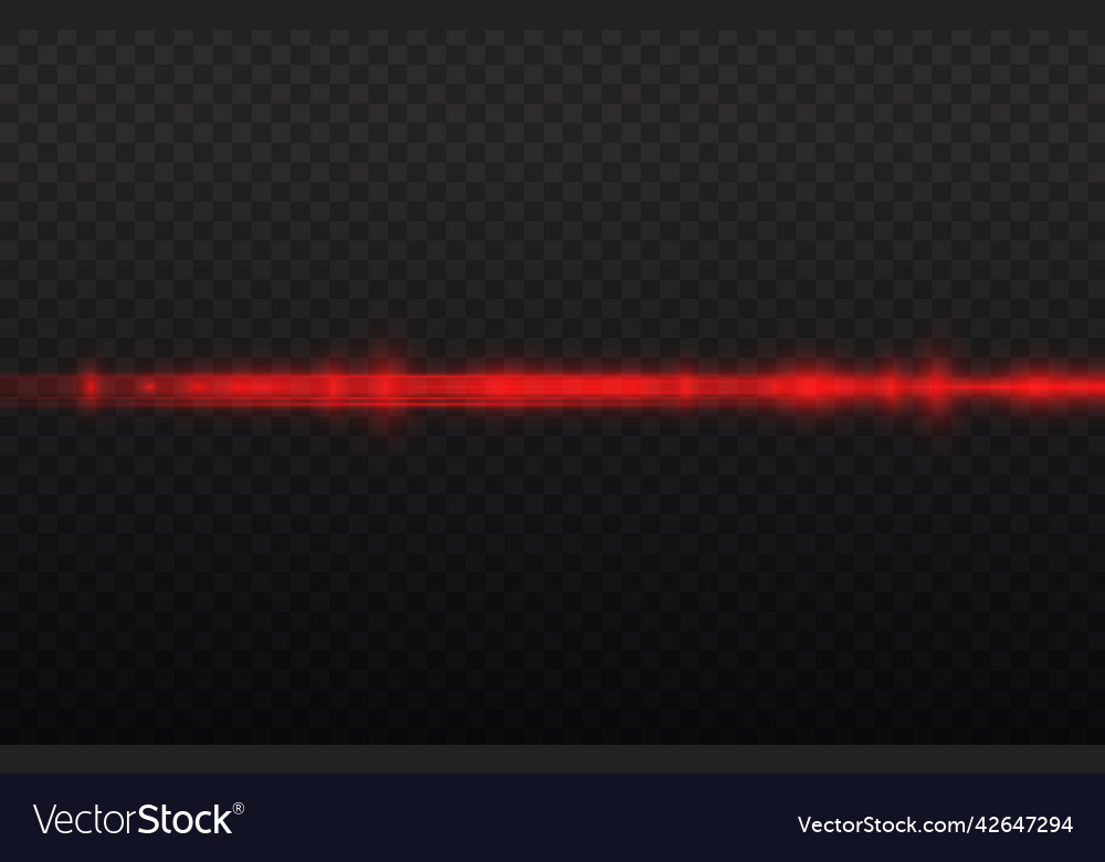 Horizontal light rays flash red line Royalty Free Vector