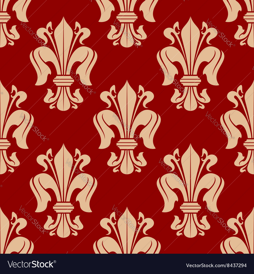 Red fleur-de-lis seamless pattern background Vector Image