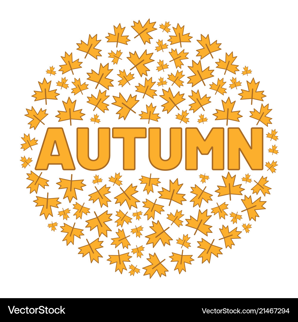 Word autumn surrounded by tree leaf Royalty Free Vector