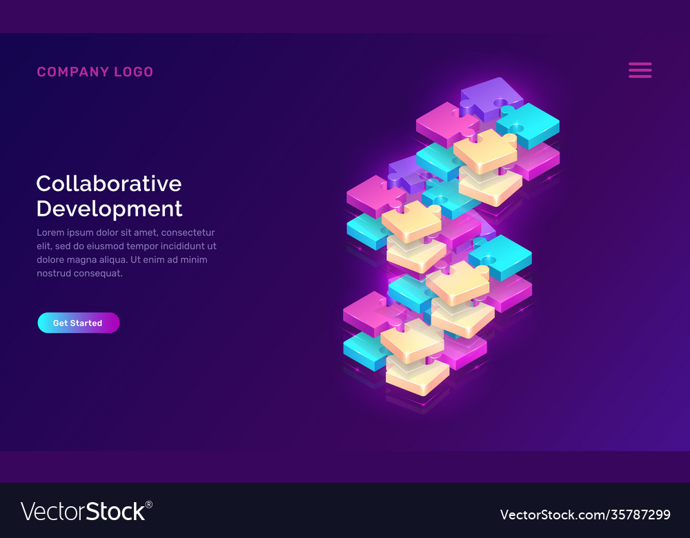Collaborative development isometric concept Vector Image