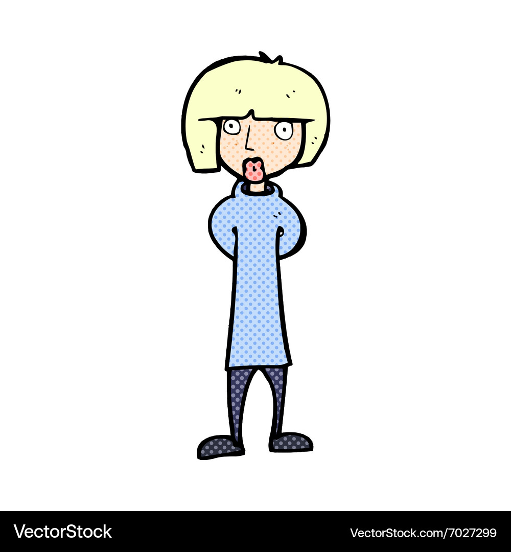 Comic cartoon curious woman Royalty Free Vector Image