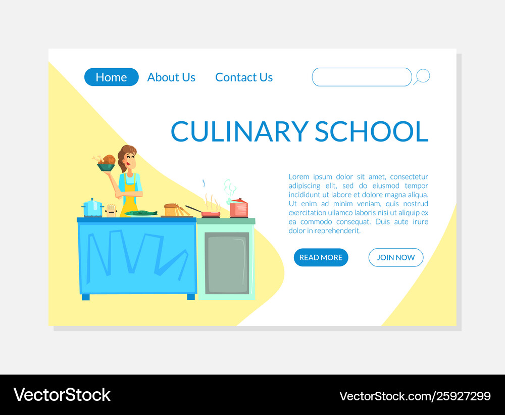Culinary school banner landing page template Vector Image