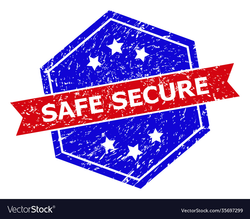 Hexagon bicolor safe secure rubber stamp Vector Image Hexagon bicolor safe secure rubber stamp Vector Image