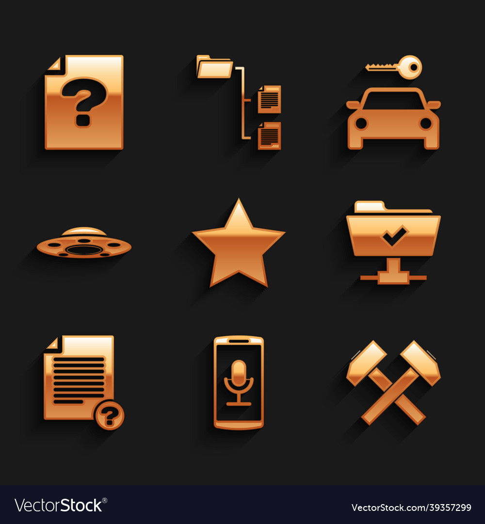 Set star mobile recording two crossed hammers Vector Image Set star mobile recording two crossed hammers Vector Image