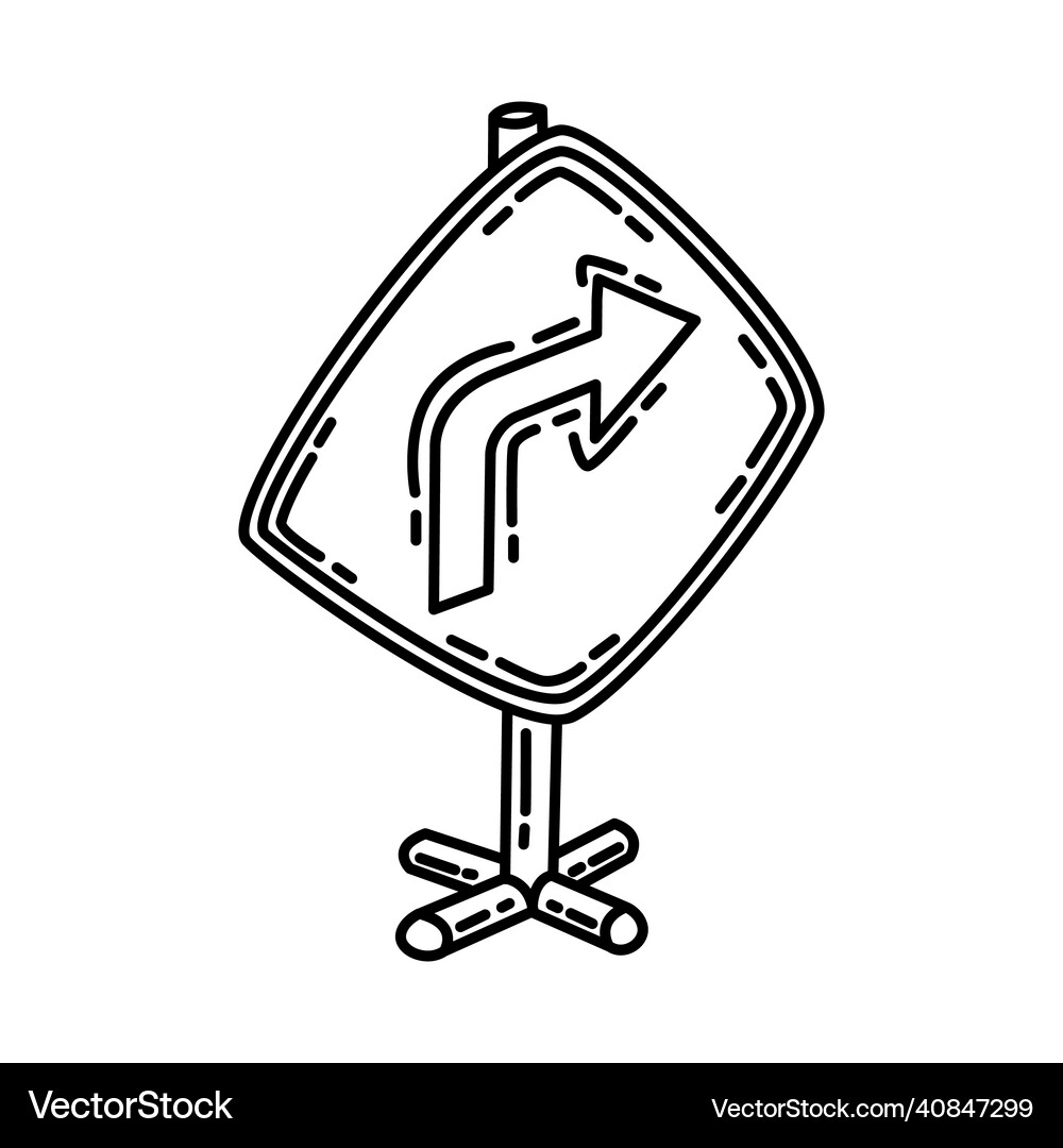 Turn right icon doodle hand drawn or outline Vector Image