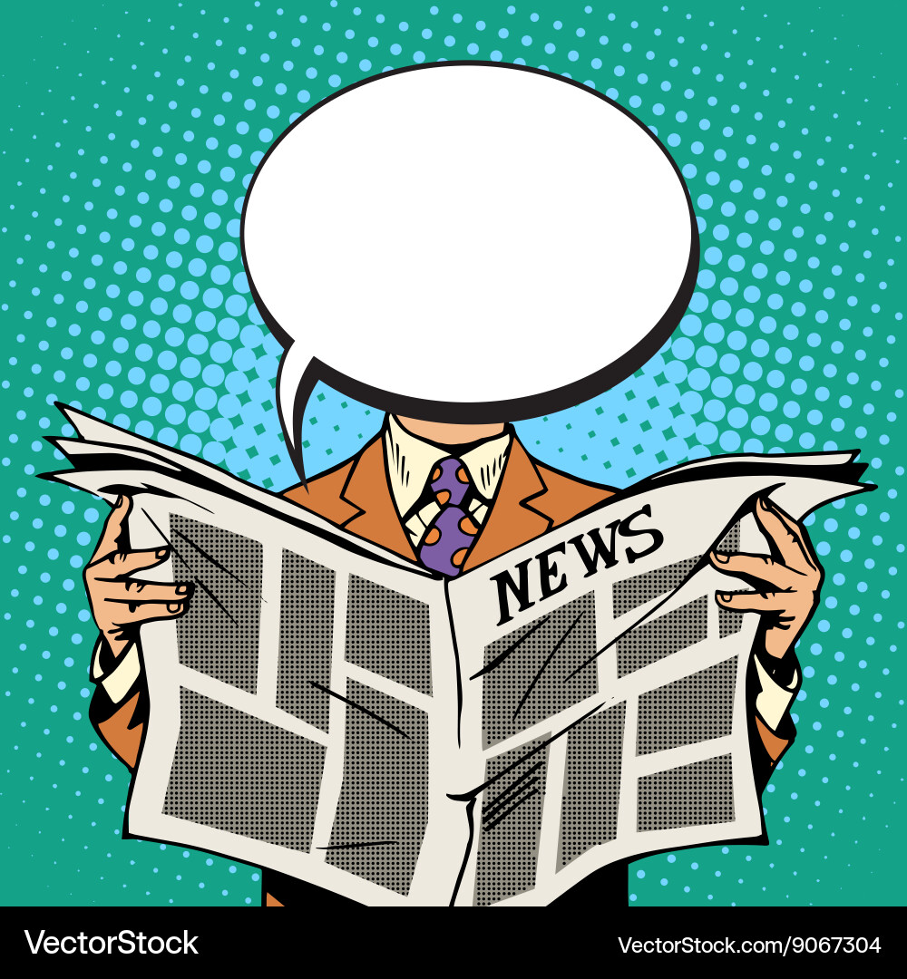 Bubble head reader newspaper Royalty Free Vector Image