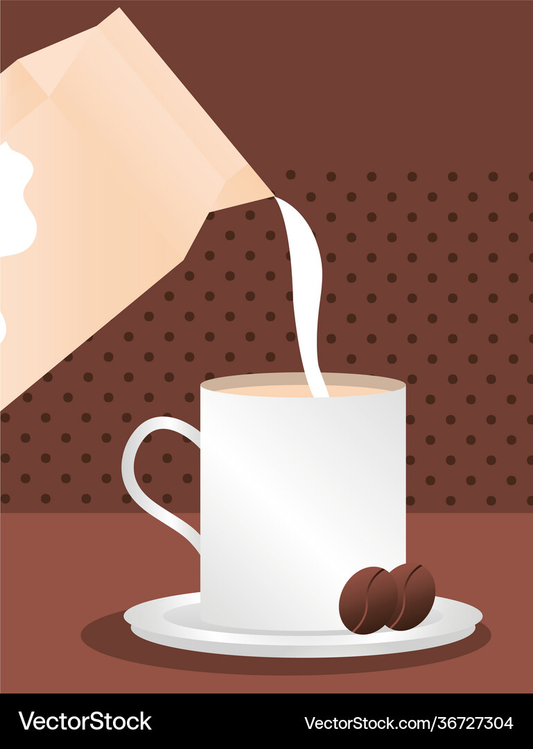 Coffee cup milk Royalty Free Vector Image - VectorStock