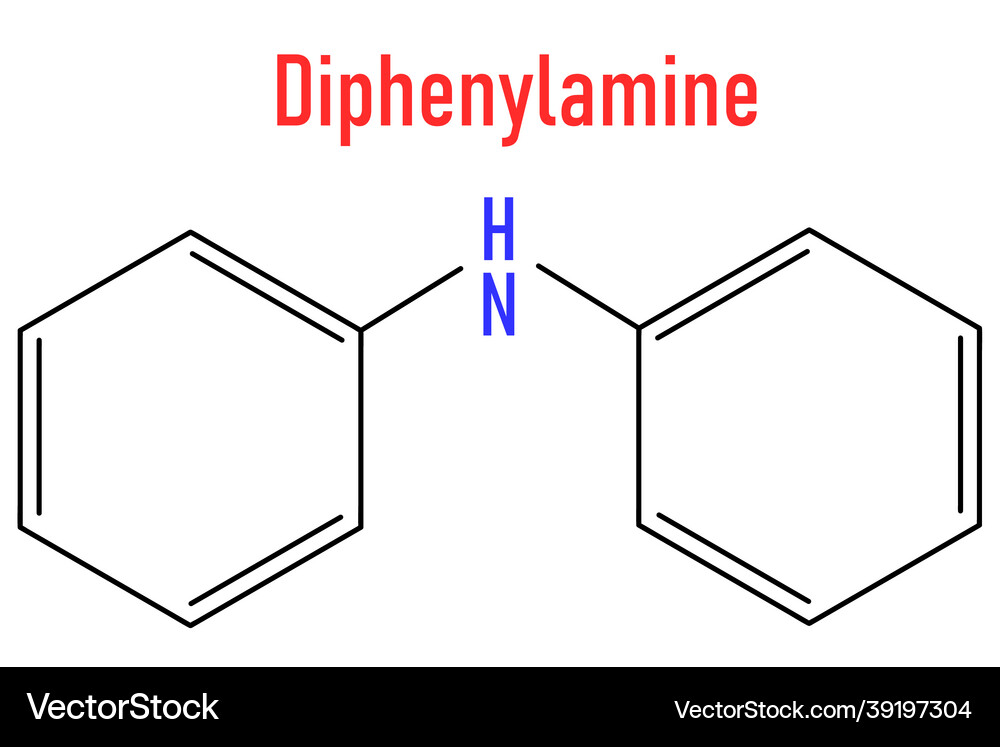 Diphenylamine antioxidant chemical formula Vector Image