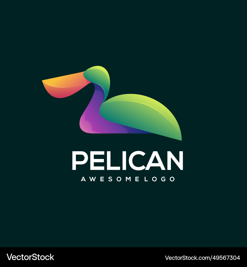 Pelican colorful logo gradient Royalty Free Vector Image
