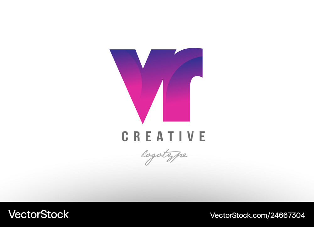 Pink gradient vr v r alphabet letter logo Vector Image